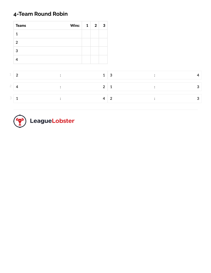 4 Team Round Robin Generator | LeagueLobster